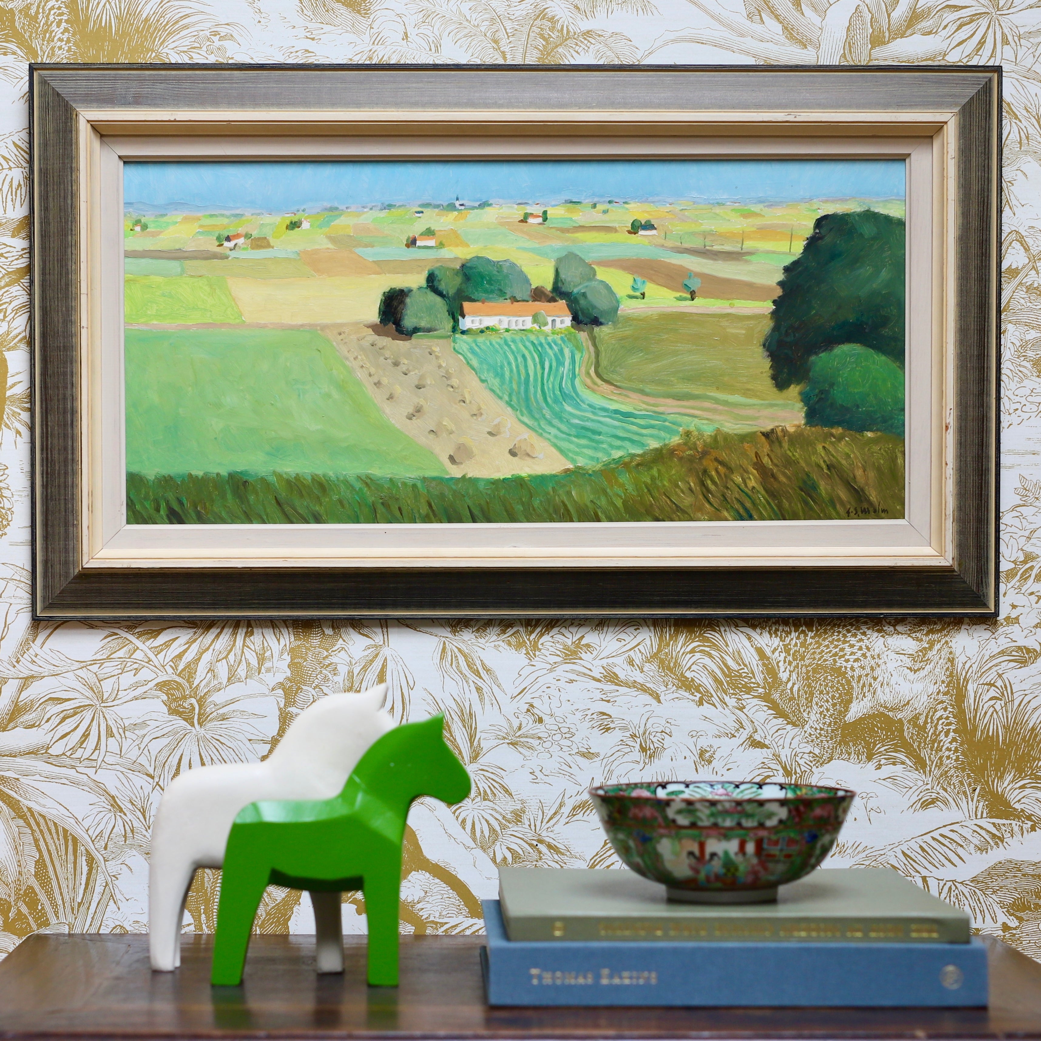 Vintage Art Room Mid Century Original Oil Painting By GS Malm from Swe
