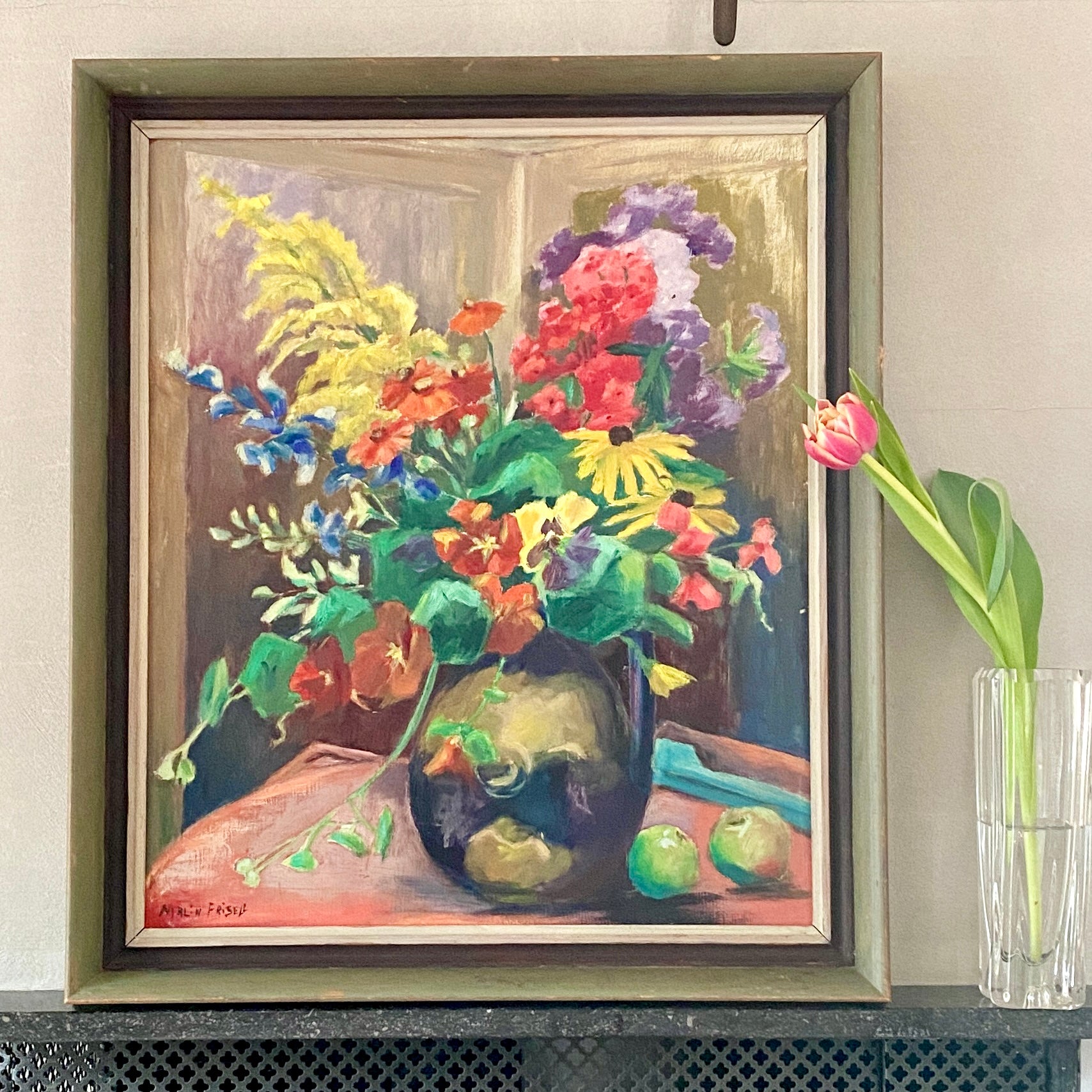 Original Still Life Oil Painting From Sweden By M Frisell – Vintage Art ...
